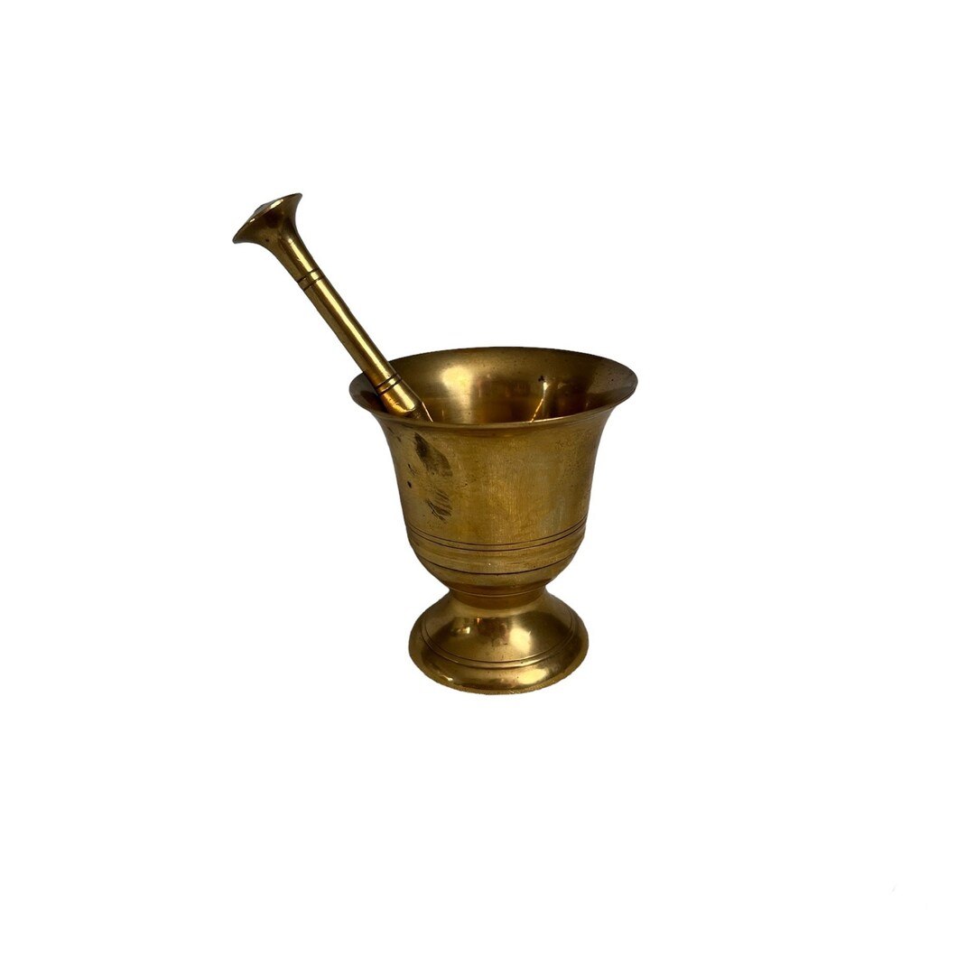 Antique Vintage Victorian Style Brass Mortar and Pestle Set Herb Spice ...