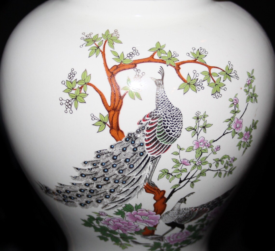 Vintage Oriental Ginger Jar Shape Beige Ceramic Bhs Wooden | Etsy