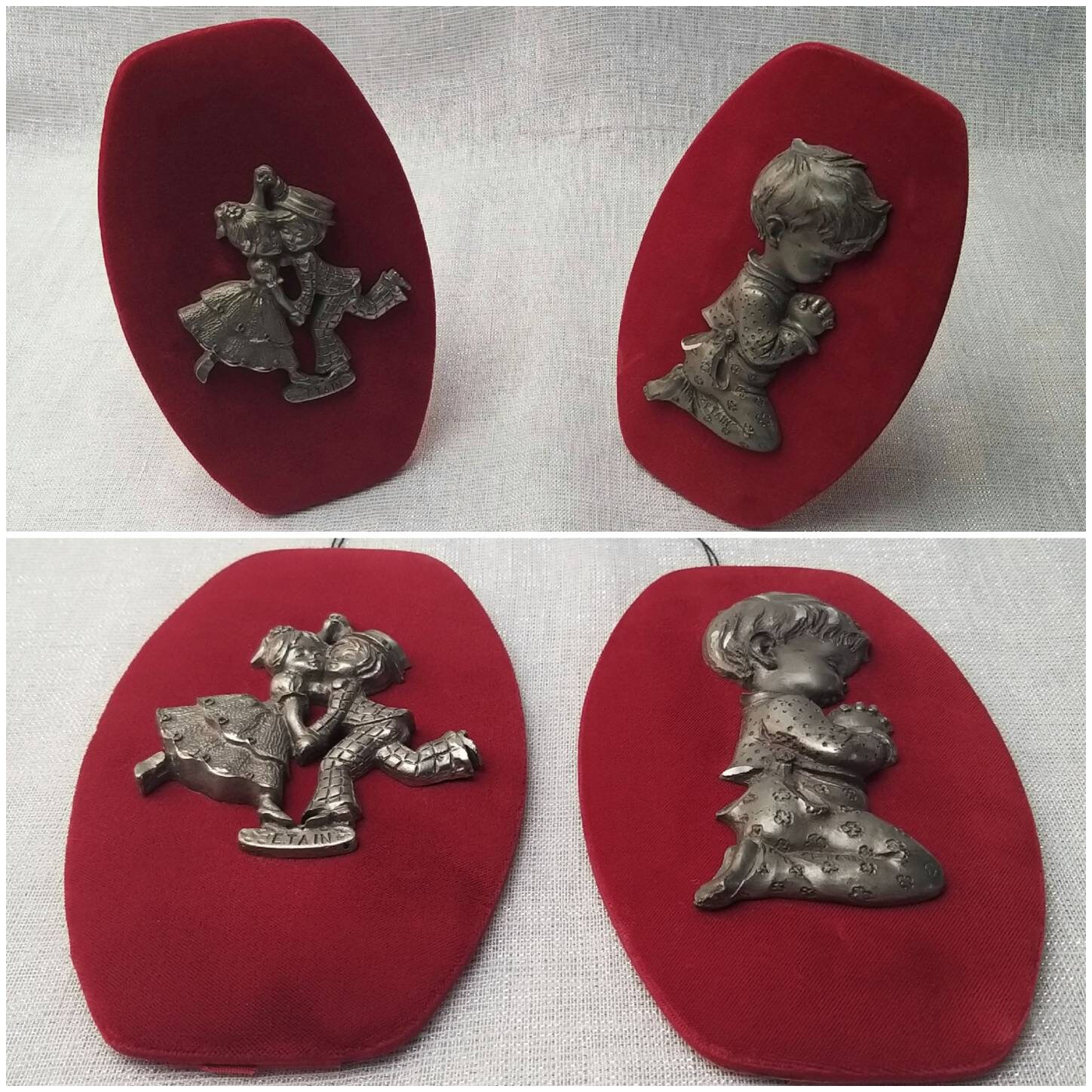 Vintage Pewter Les Etains Du Galion 3D Red Velvet Base Wall - Etsy