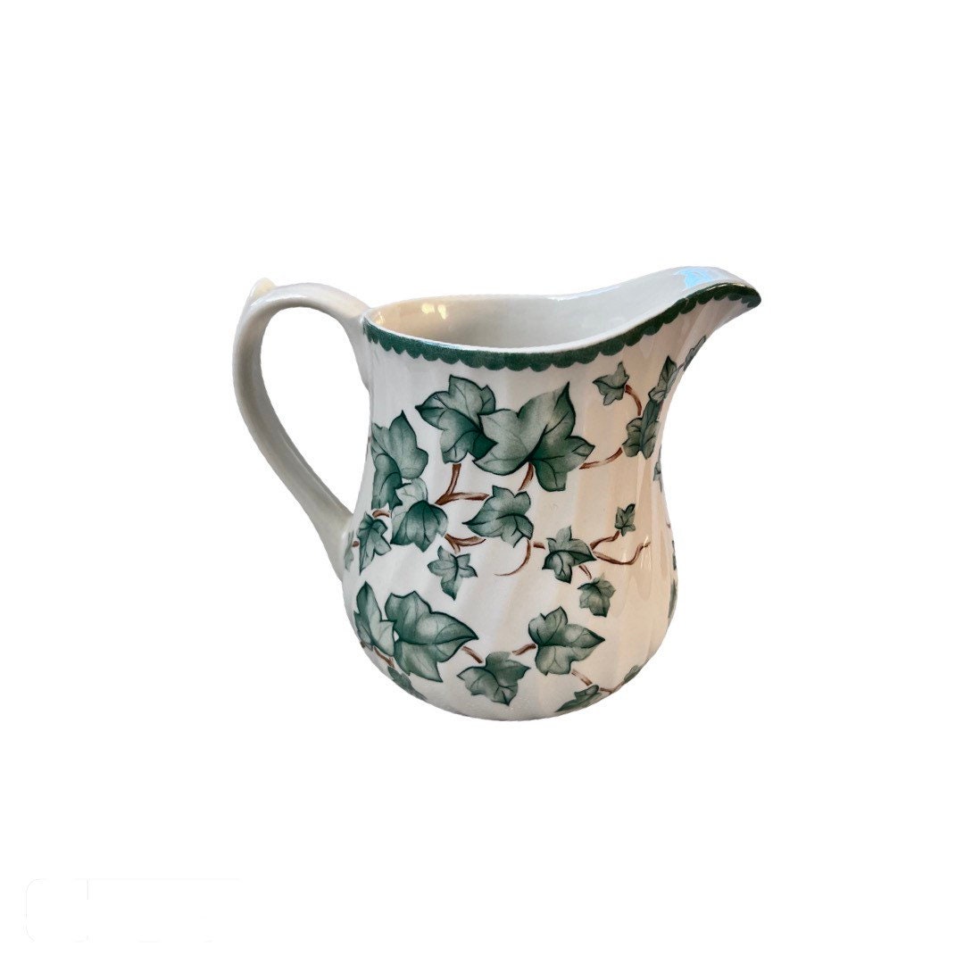 Vintage Bhs Country Vine Medium Size Jug Ewer Pitcher Cream White Green ...