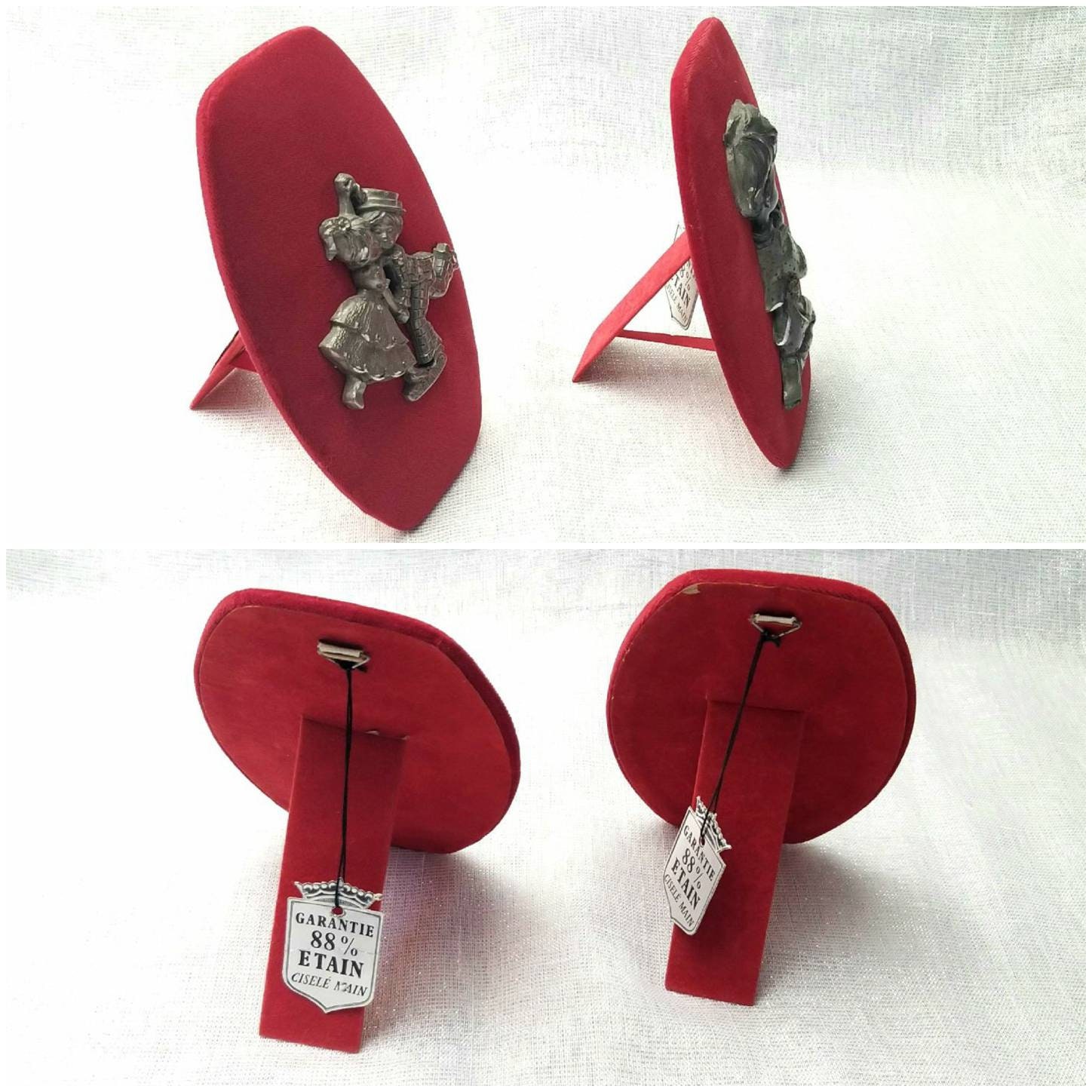 Vintage Pewter Les Etains Du Galion 3D Red Velvet Base Wall - Etsy