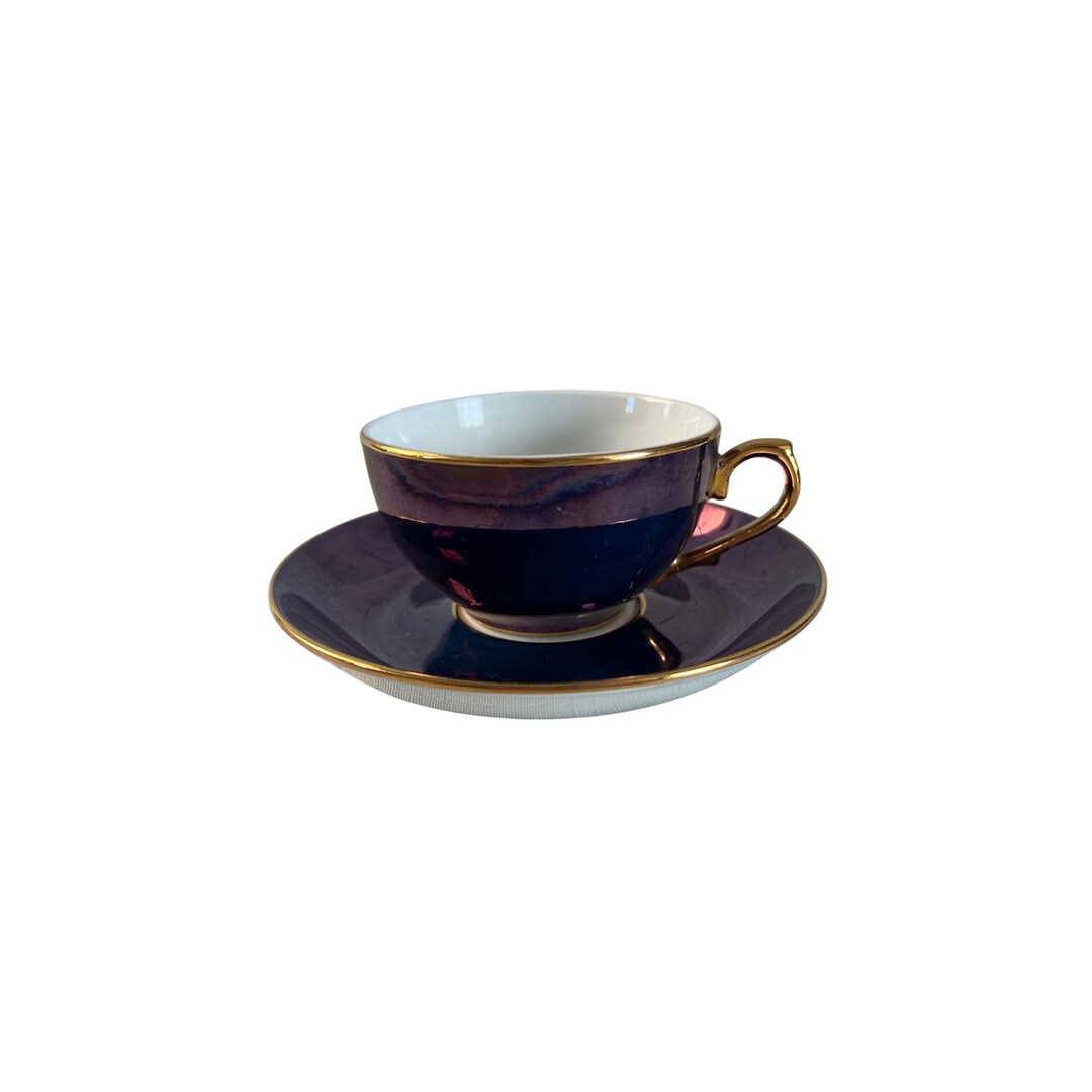 Vintage Designed for China Blue Totnes Lustre Cobalt Blue Golden Rim ...
