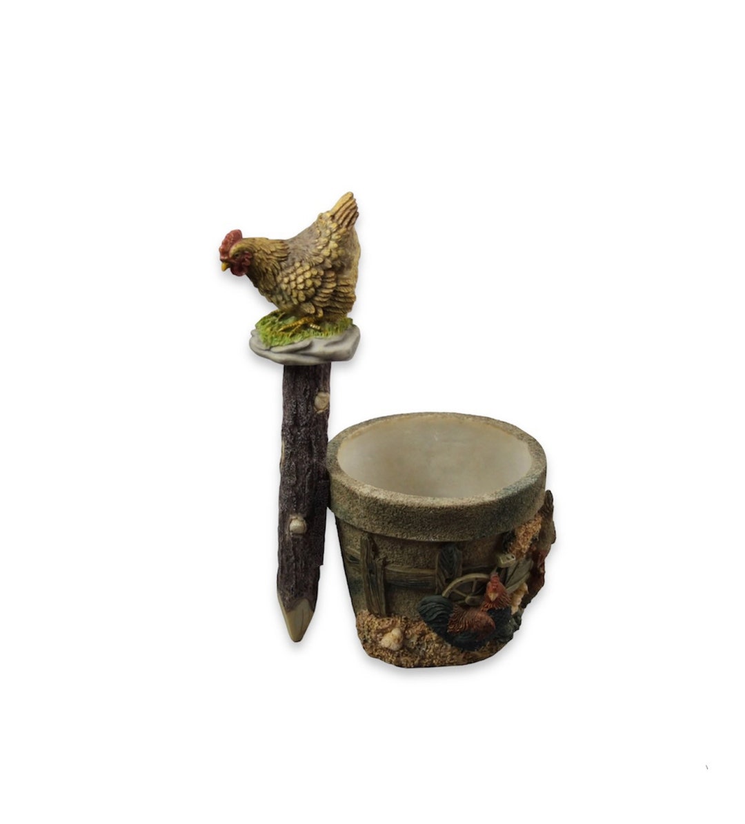 Vintage Small Indoor Resin 3D Hen Roster Chicks Farm Yard Art Pottery ...