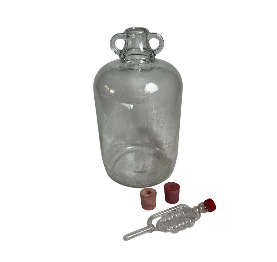 Vintage 5 Litre Clear Glass Demijohn Wine Making Handled Bottle With 2 ...