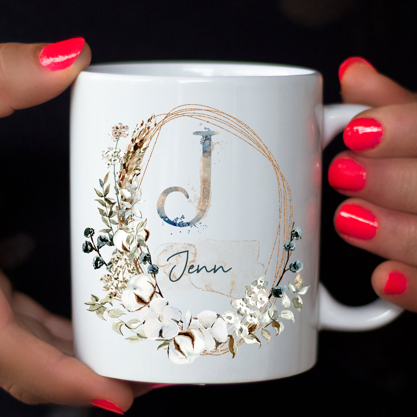 Beautiful Monogram Initial Name Coffee Mug Personalized Name Mug Custom ...