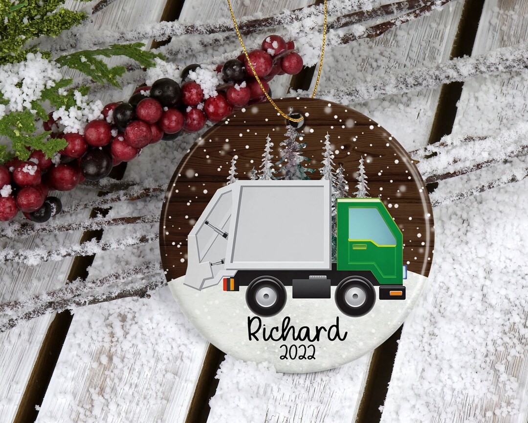 Garbage Truck Ornament Trashman Ornament Men's Garbage Collector Gift ...