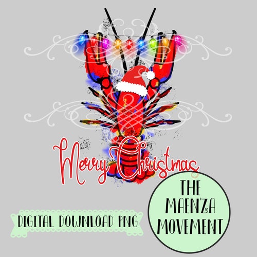 Merry Christmas Crawfish Watercolor NOLA New Orleans Cajun - Etsy