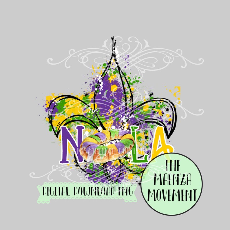 DIGITAL DOWNLOAD Png 2020 Mardi Gras NOLA Fleur De Lis King Cake Purple ...