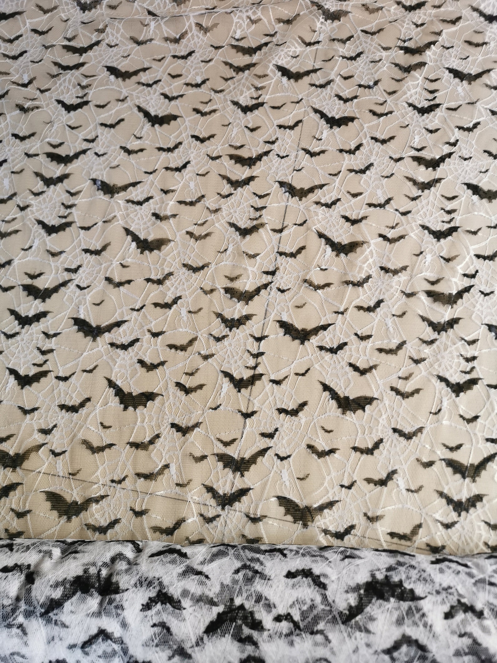 Lace Fabric With Bats Black Bat Print Fabric for Halloween Flying Bats ...