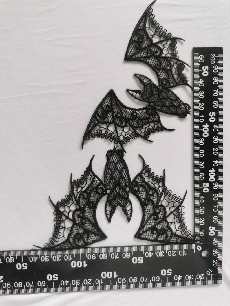 Black Lace Bat Embroidered Lace Bats Lace Bats Black Halloween - Etsy