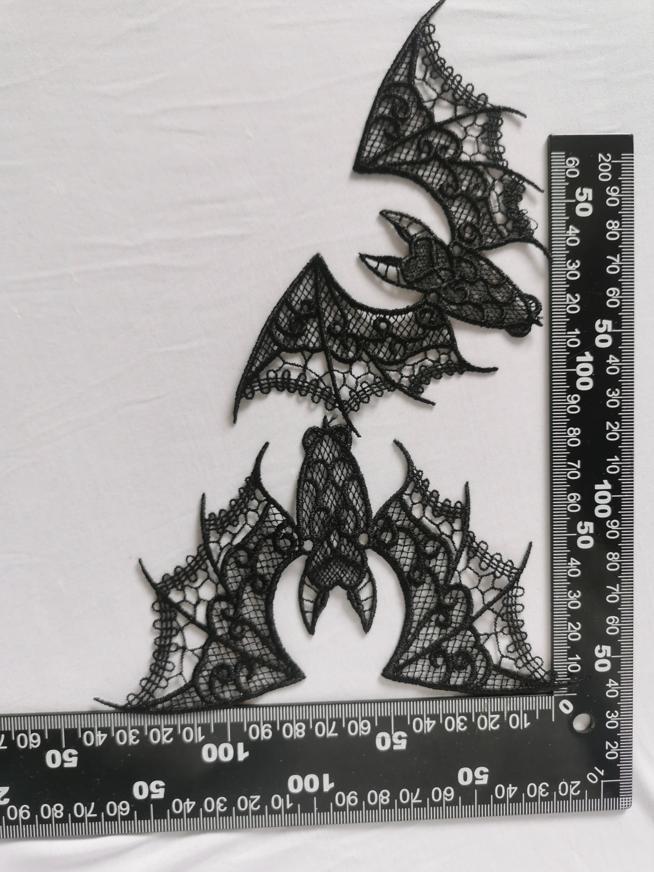 2 Sizes Black Lace Bats: Embroidered Halloween Wedding Decor - Etsy