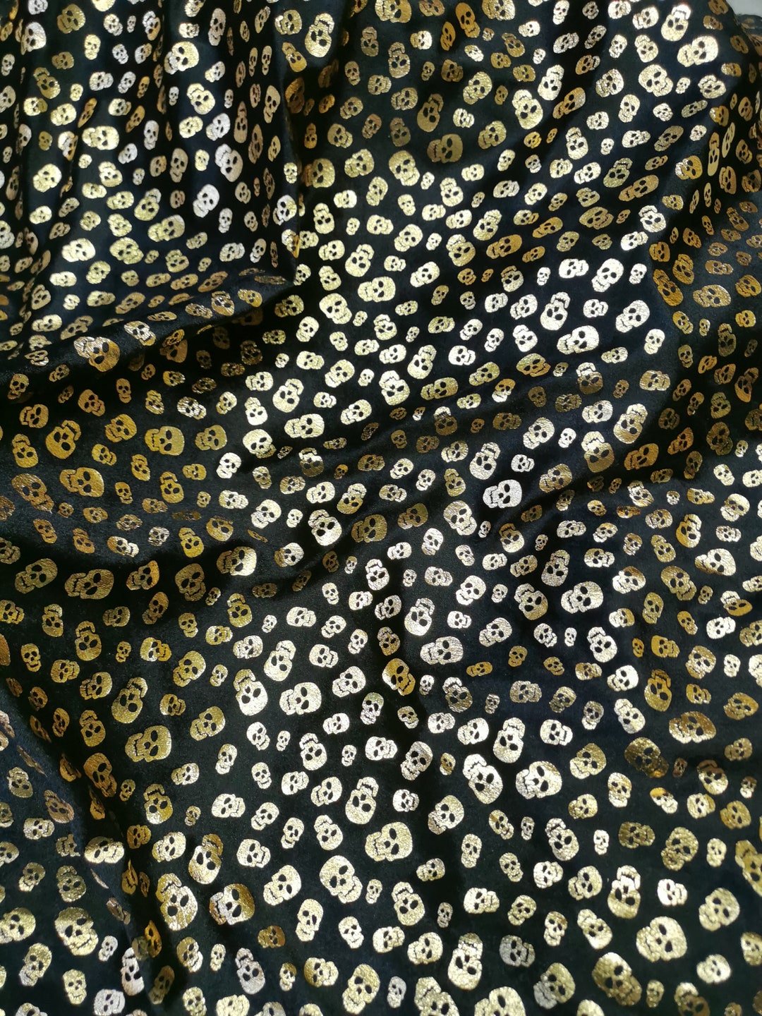 Skull Print on Velvet Skull Print Fabric Ideal for Halloween Halloween ...