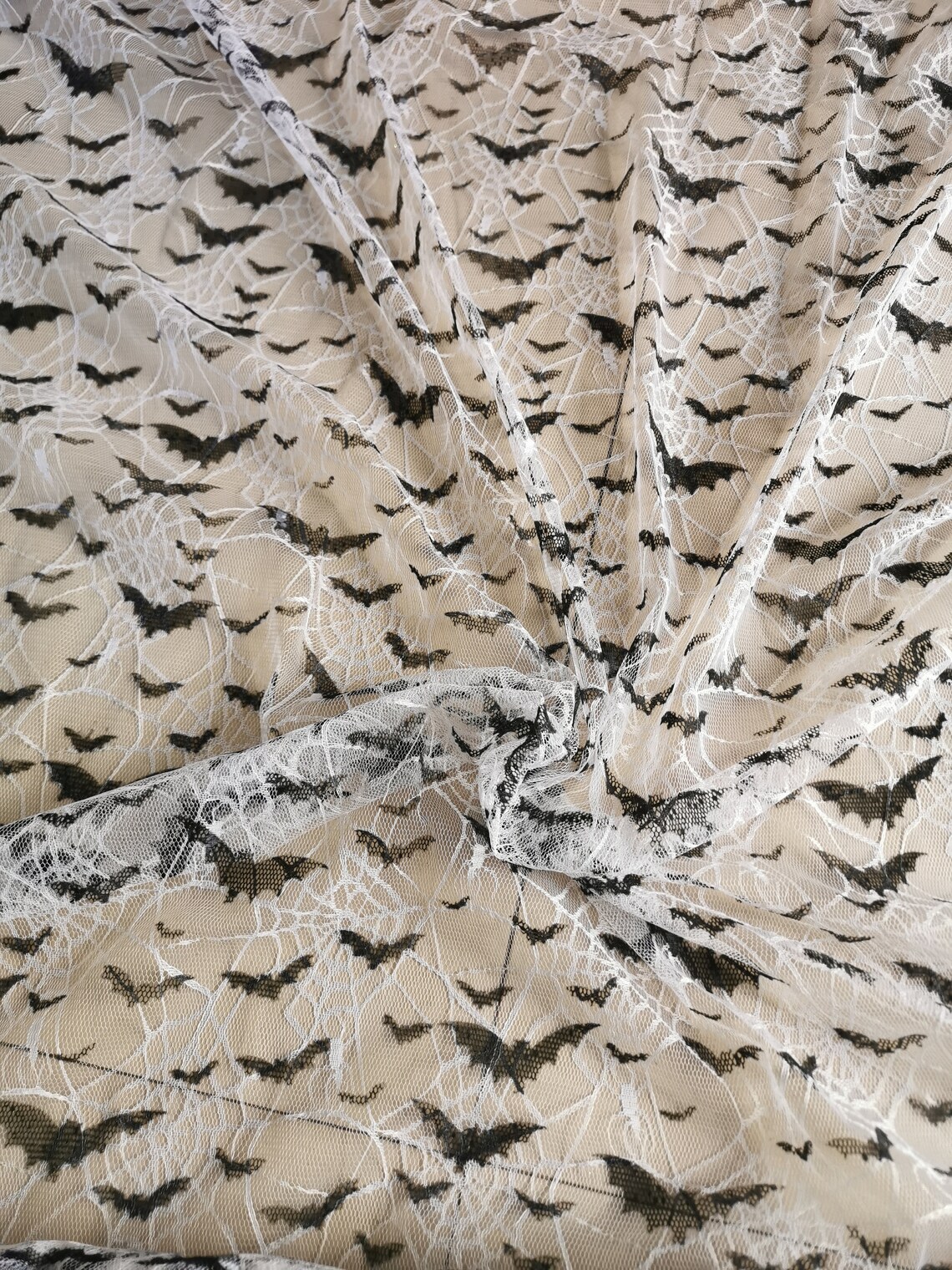 Lace Fabric With Bats Black Bat Print Fabric for Halloween - Etsy