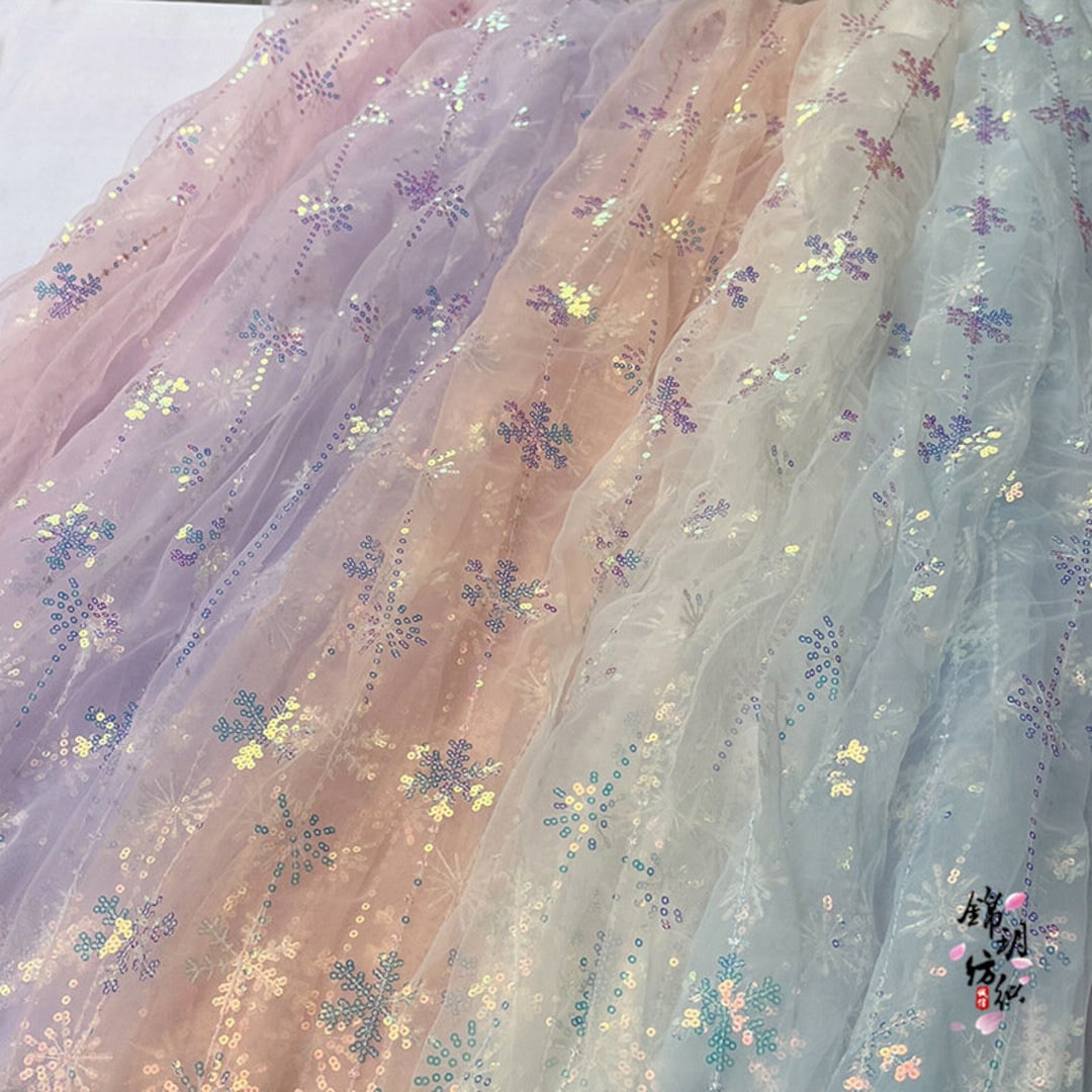 2 Yards Embridery Snowflake Mesh Fabric 4 Colors - Etsy