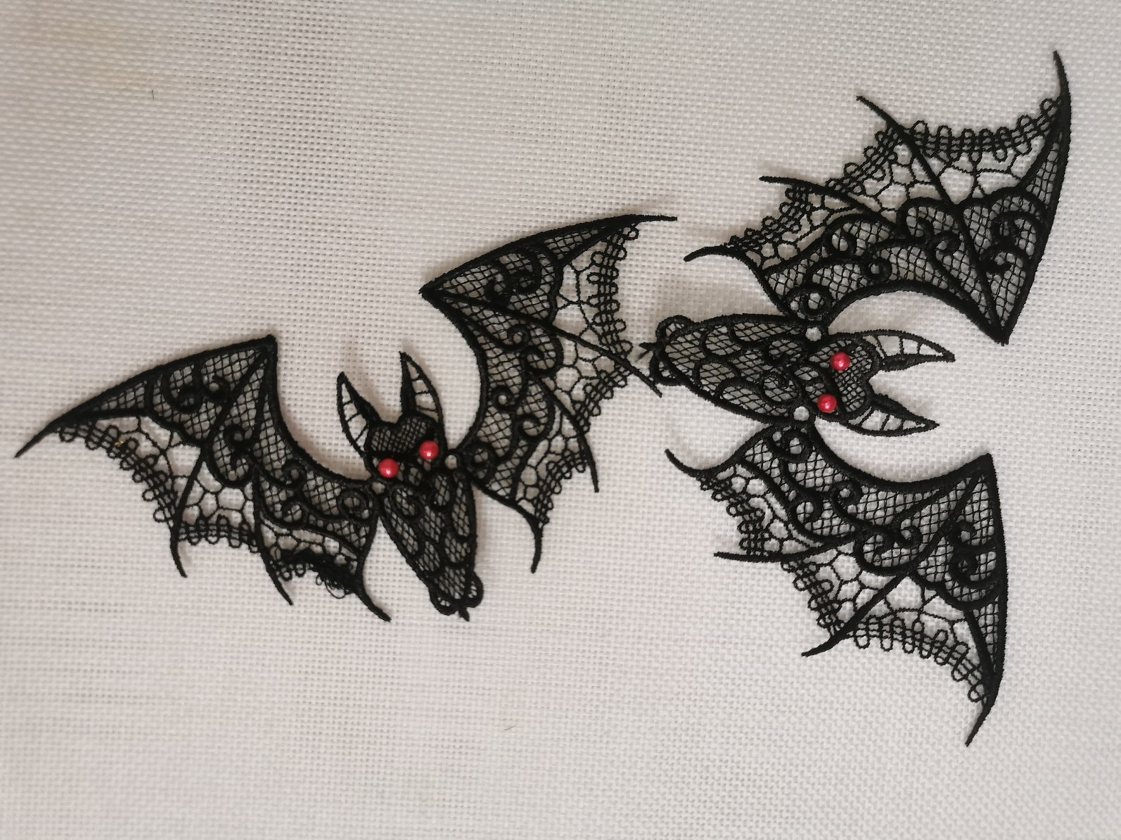 Black Lace Bat Embroidered Lace Bats Lace Bats Black Halloween - Etsy