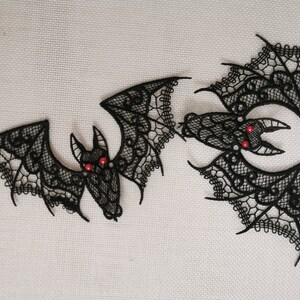 Black Lace Bat Embroidered Lace Bats Lace Bats Black Halloween ...