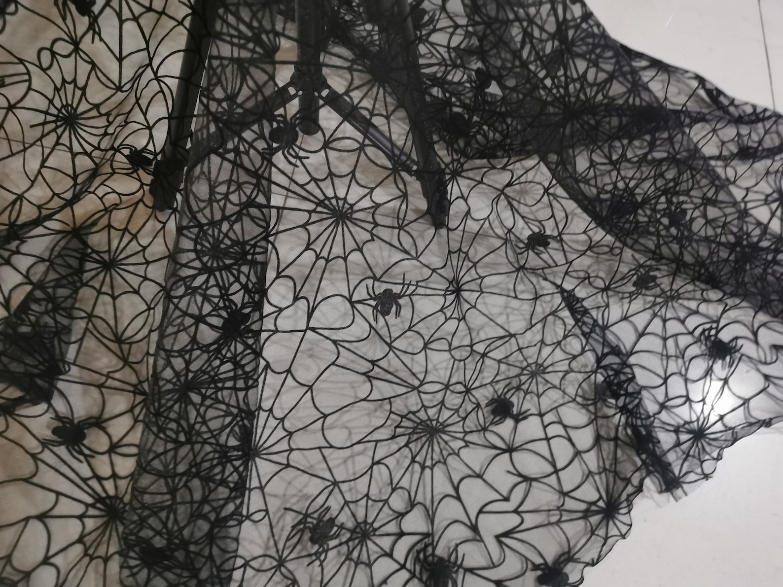 Black Spider Web Fabric: Halloween Flocked Tulle Mesh, 58" Wide - Etsy