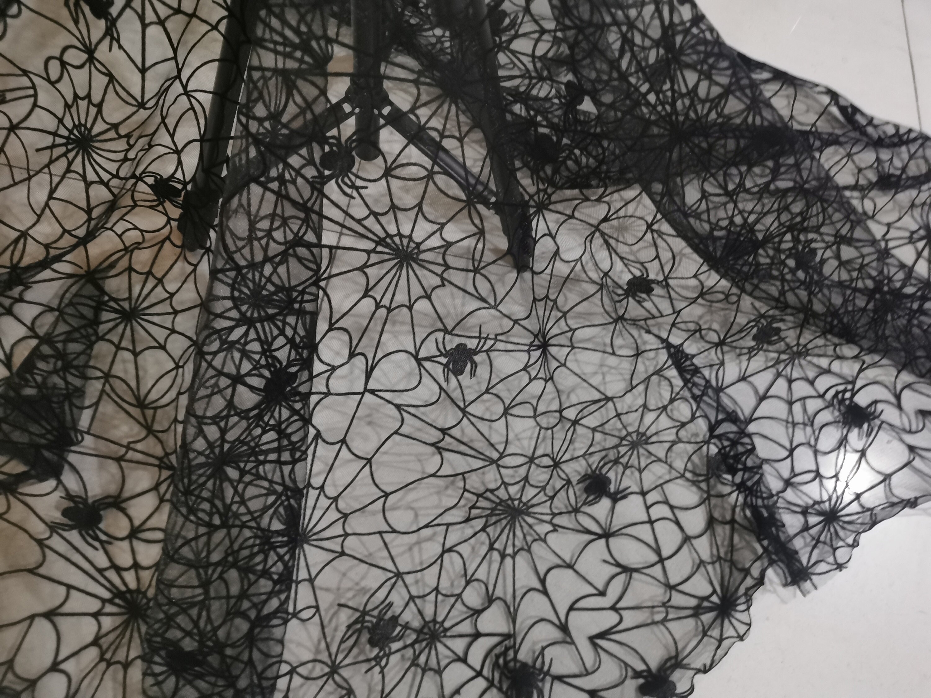 Black Spider Web Fabric: Halloween Flocked Tulle Mesh, 58" Wide - Etsy