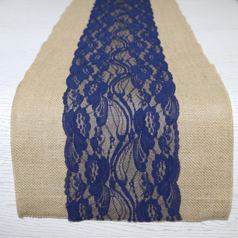 Burlap Table Runner With 7 Wide White Lace Burlap Lace - Etsy