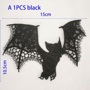 Black Lace Bat Embroidered Halloween Decoration, Black Lace Bat, Bat ...