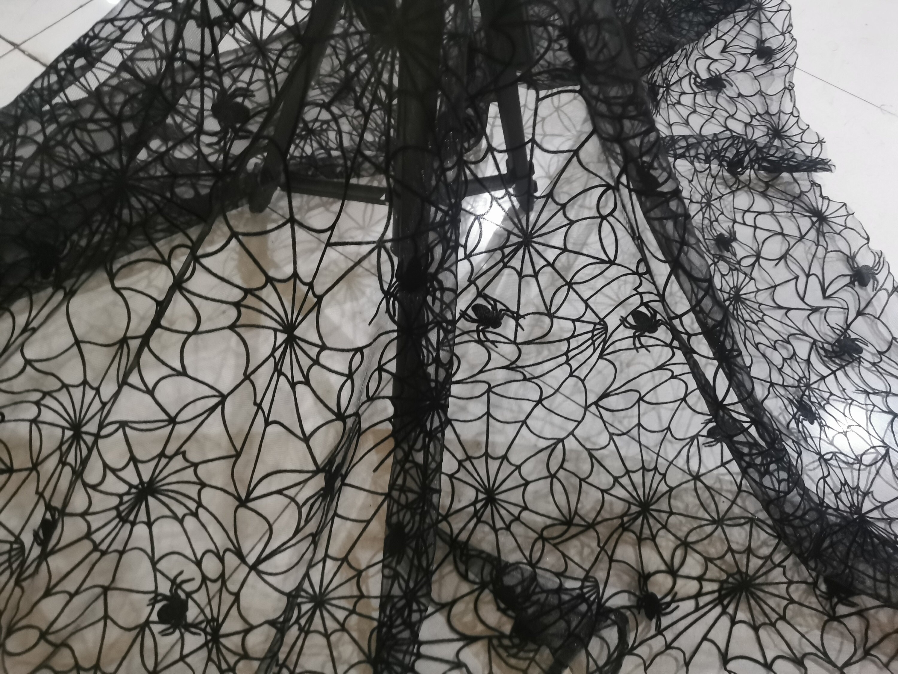 Black Spider Web Fabric: Halloween Flocked Tulle Mesh, 58" Wide - Etsy