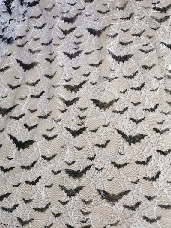 Lace Fabric With Bats Black Bat Print Fabric for Halloween - Etsy