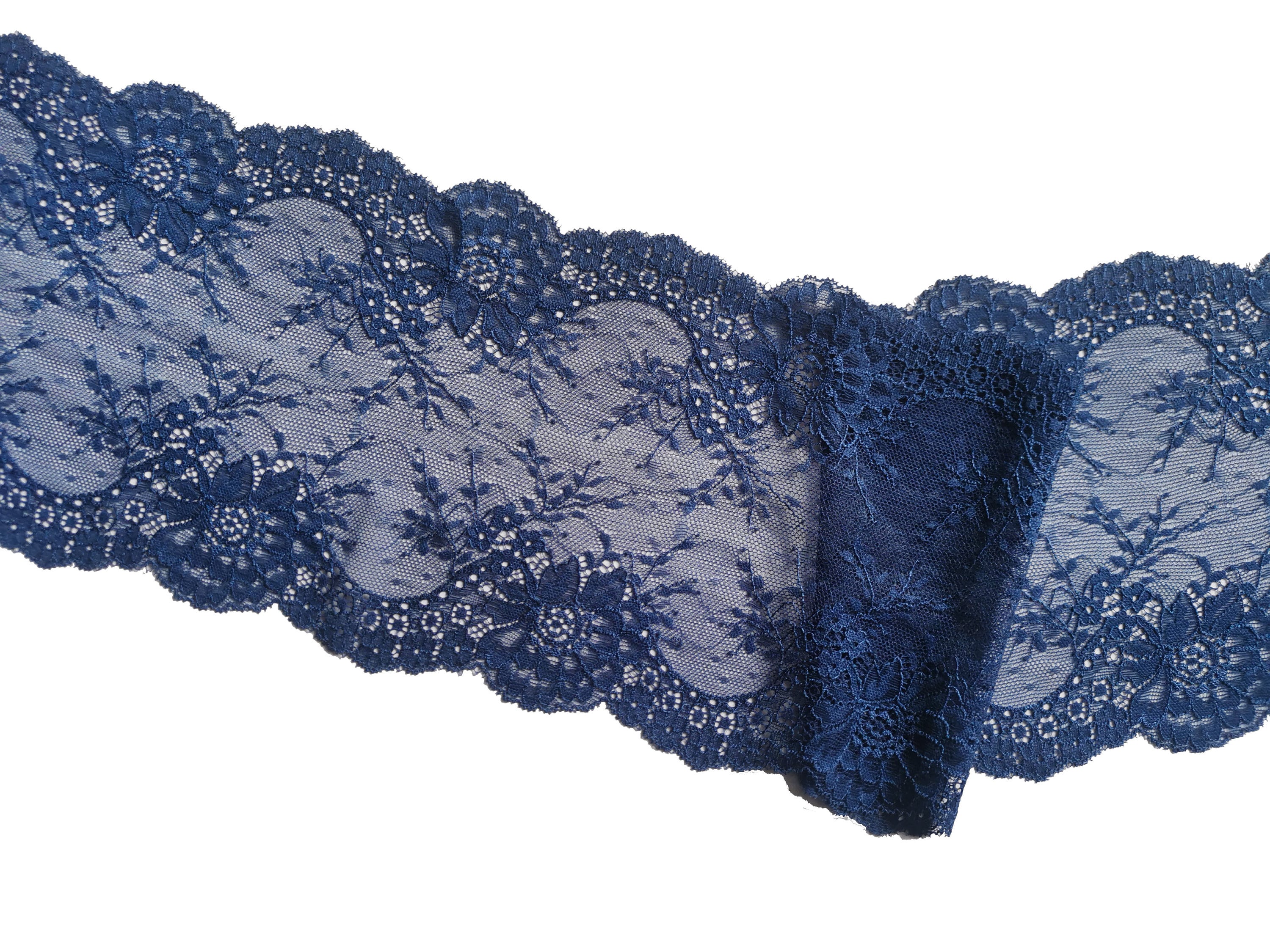7 Navy Blue Color Lace Trims Stretch Wedding Lace by the - Etsy