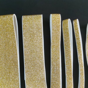 Gold and Silver Glitter Soft White Elastic Bands, Waistband Elastic ...