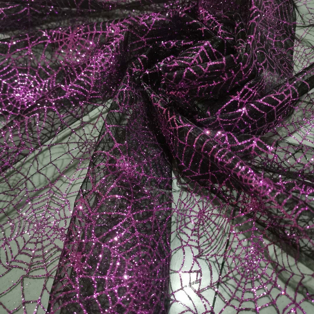 Purple Glitter Spider Web Fabric - Halloween Decor - Etsy