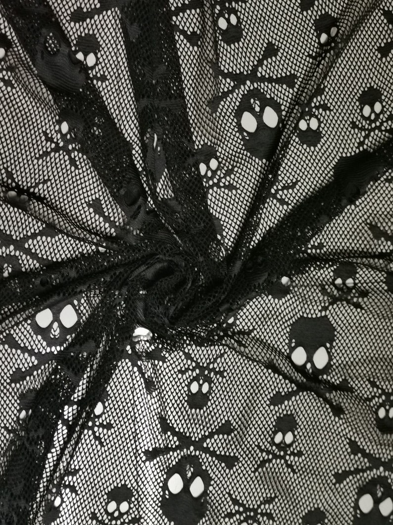 Black Skull Lace Fabric Skull Fabric Halloween Supplies by the - Etsy