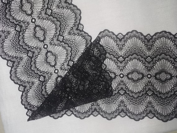 Wide black lace trim by the yard store