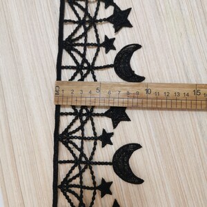 Star Pattern Lace Trim Moon and Stars Trim Moon Lace Trim Black ...