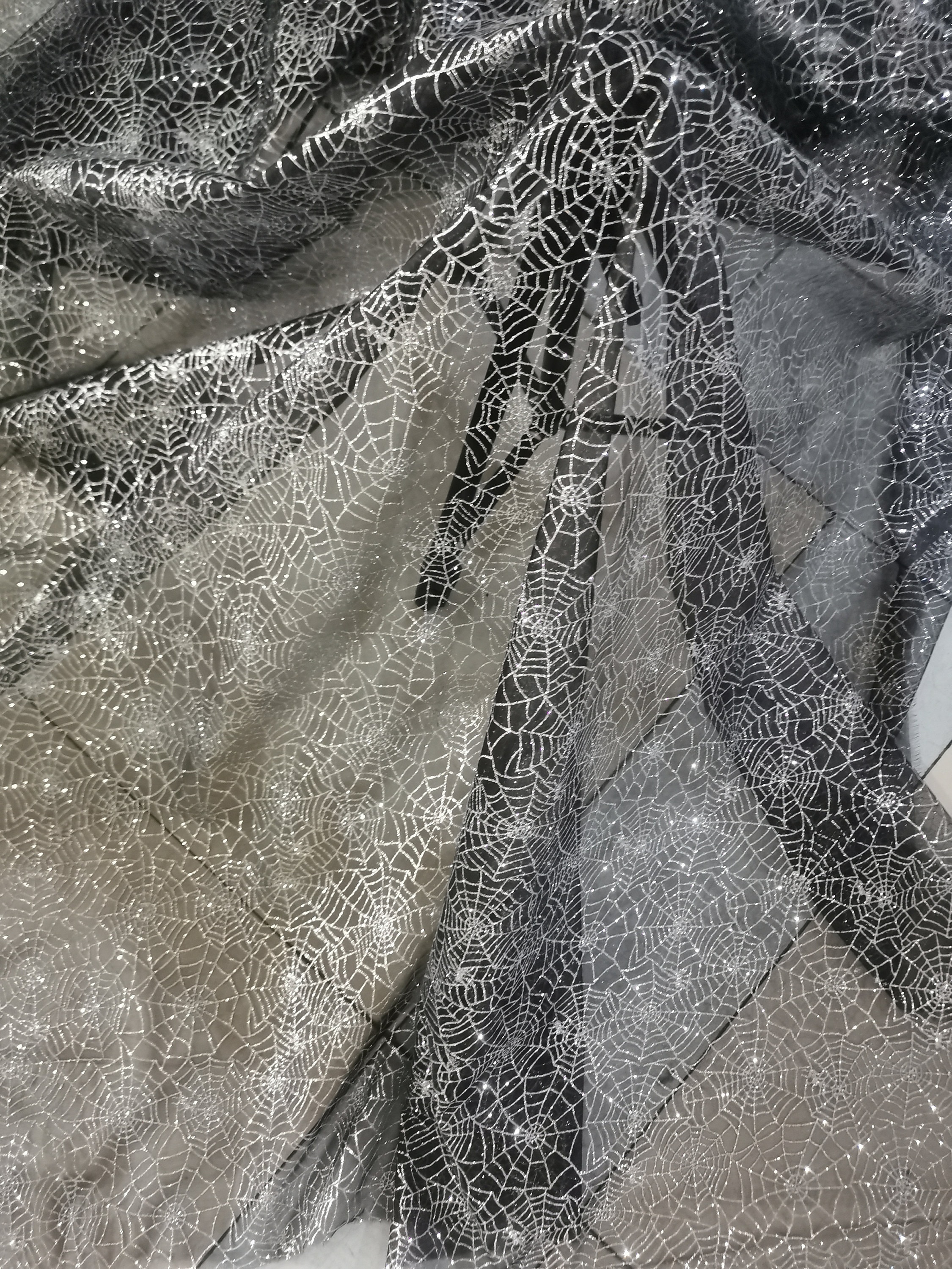 Silver Glitter Spider Web Fabric: Halloween Mesh, 58" Wide - Etsy