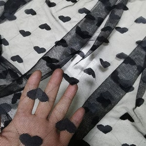 4 Way Stretch Lace Heart Bridal Lace Lingerie Making Fabric Black Lace ...