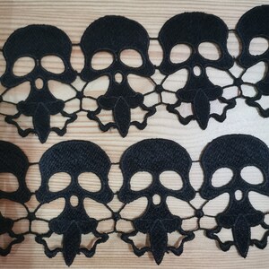Halloween Skull Lace,70mm Black Skull Lace Trim, Halloween Sewing ...