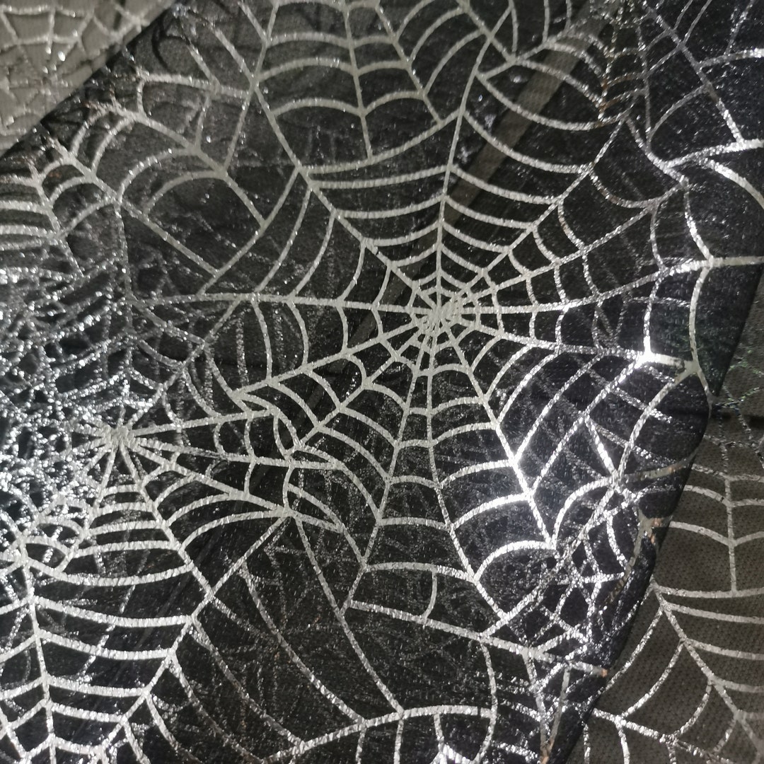 3yards Silver Spider Web Foiled on Tull Mesh Fabric Spider Web Fabric ...