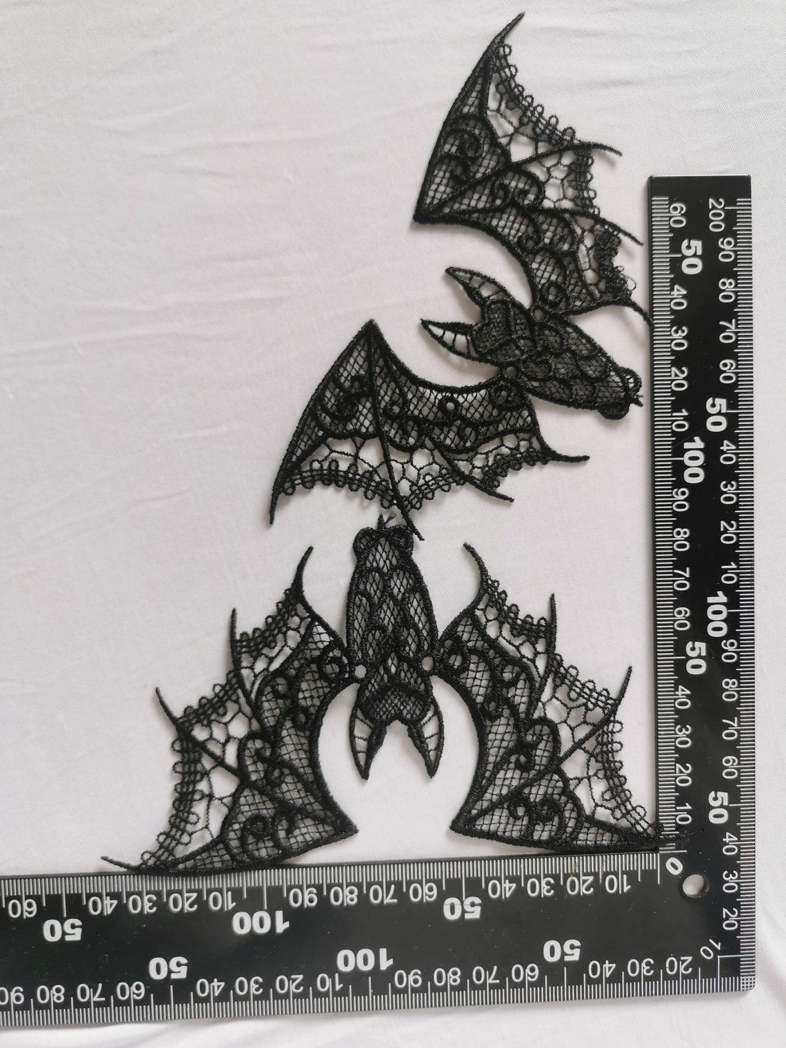 2 Sizes Black Lace Bats: Embroidered Halloween Wedding Decor - Etsy
