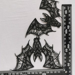 Black Lace Bat Embroidered Lace Bats Lace Bats Black Halloween ...