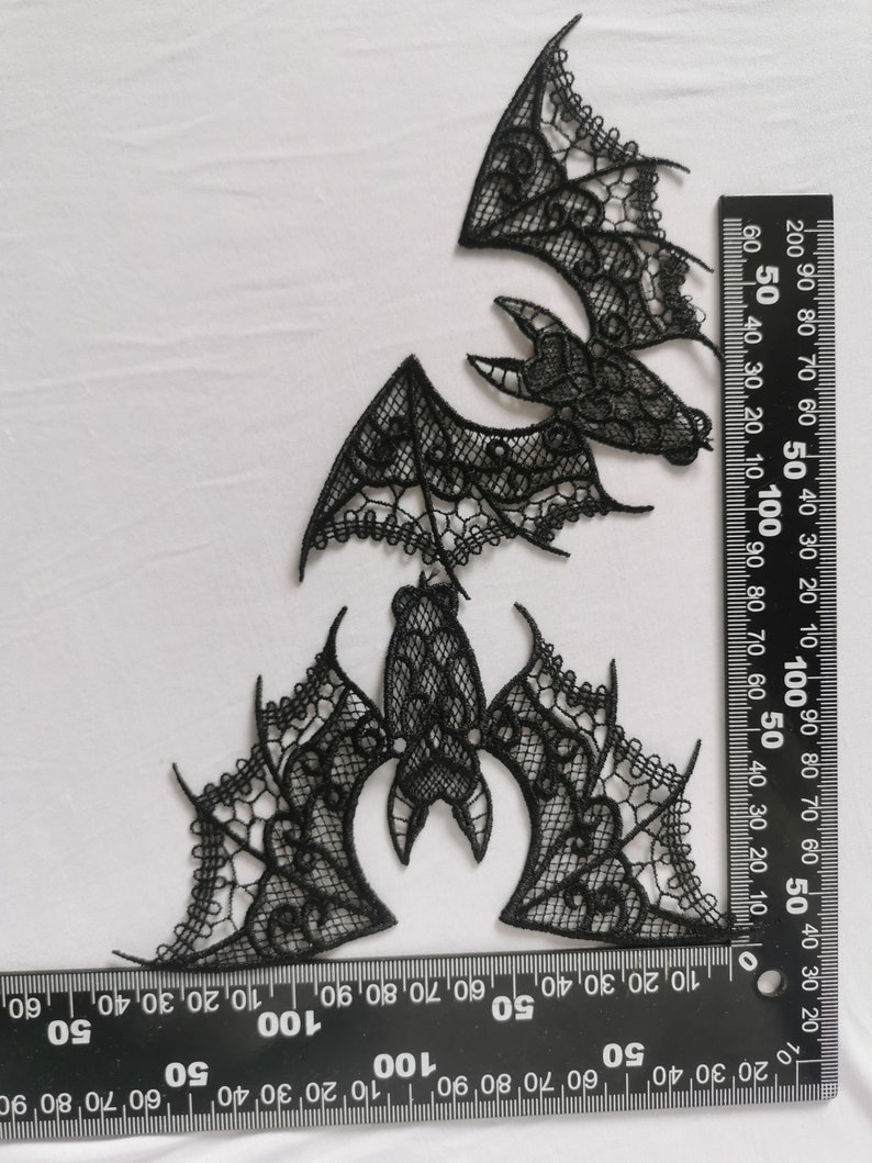 Black Lace Bat Embroidered Lace Bats Lace Bats Black Halloween - Etsy