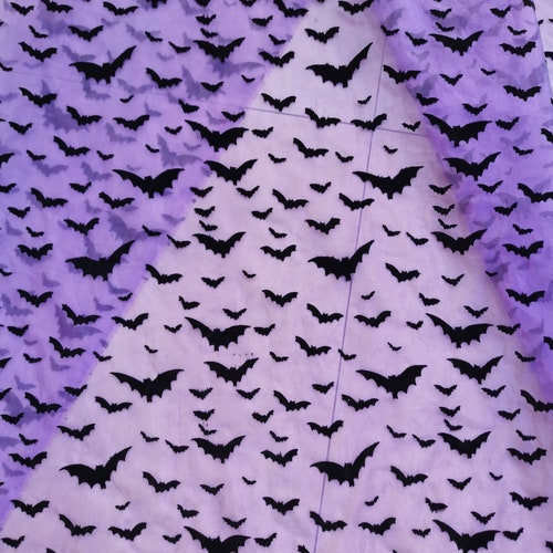 Lace Fabric With Bats Black Bat Print Fabric for Halloween - Etsy