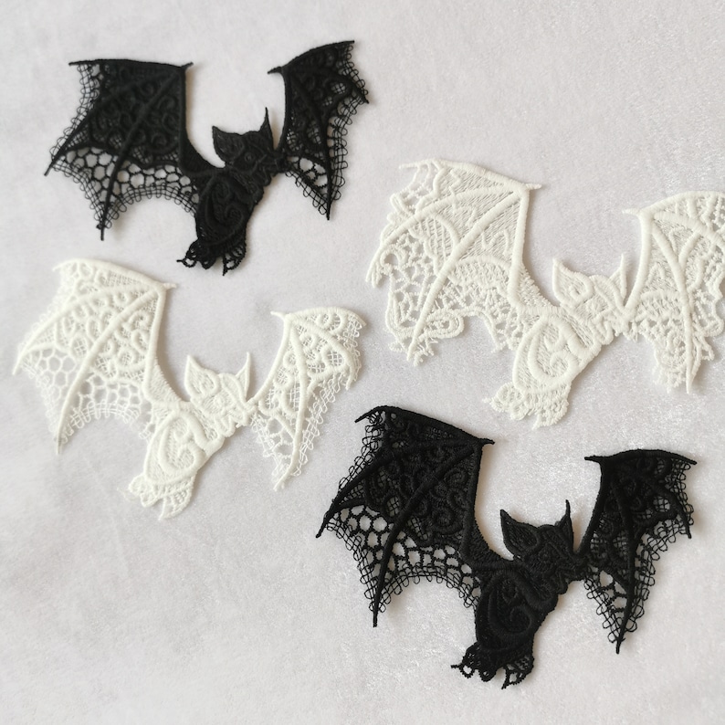 Black Lace Bat Embroidered Halloween Decoration, Black Lace Bat, Bat ...