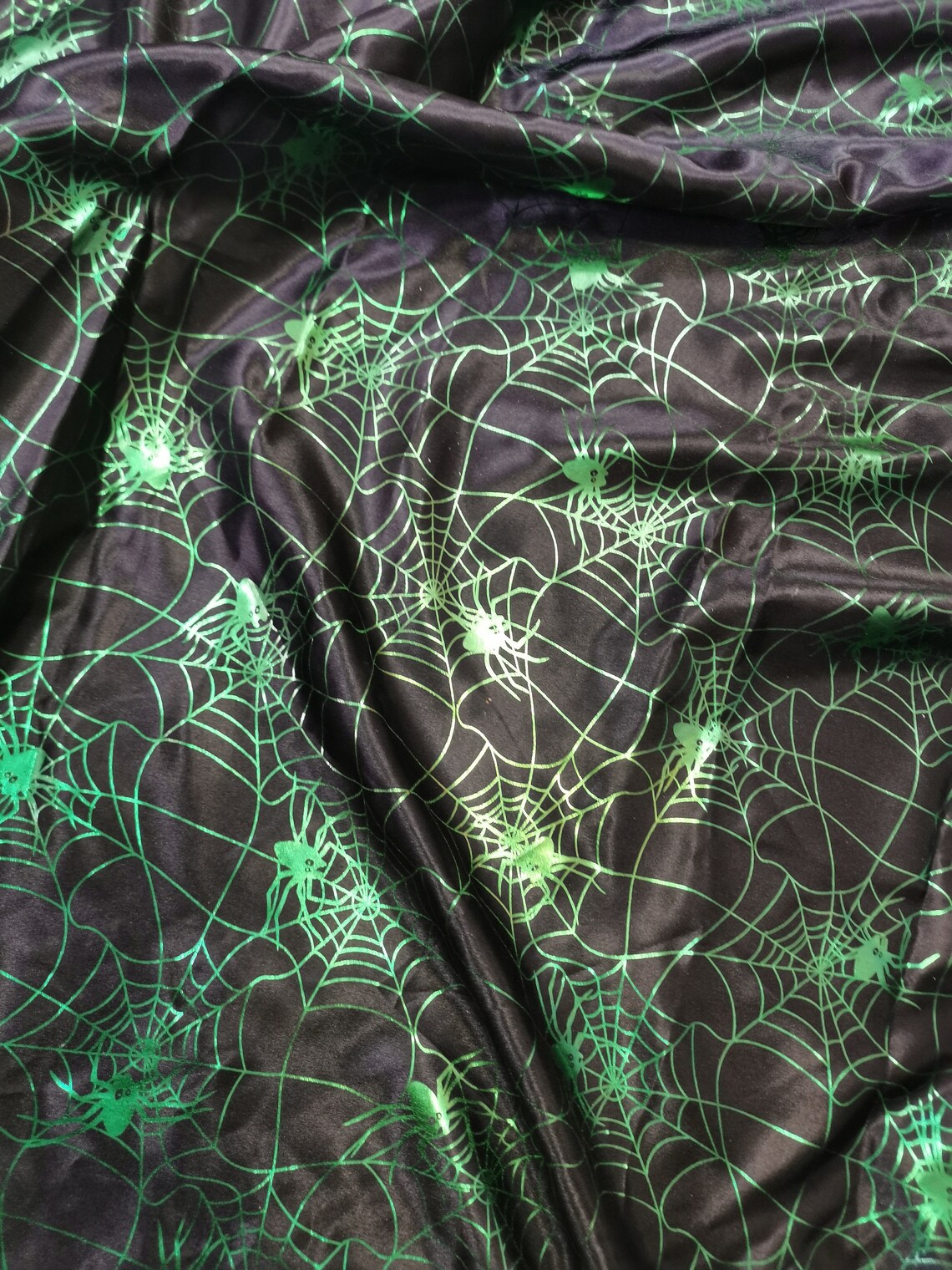 Green Spider Web Fabric Green Spider Print on Stain Fabric for - Etsy