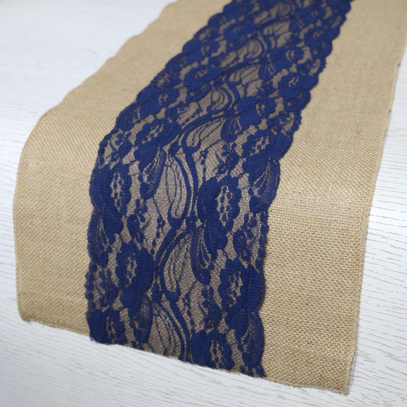 Burlap Table Runner With 7 Wide White Lace Burlap Lace | Etsy
