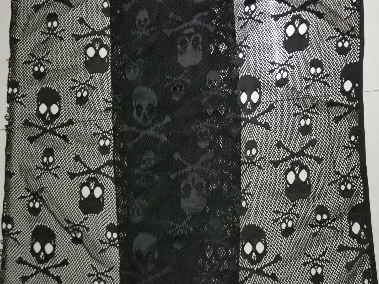 Off White Skull Lace Fabric: Halloween Stretch Fabric - Etsy