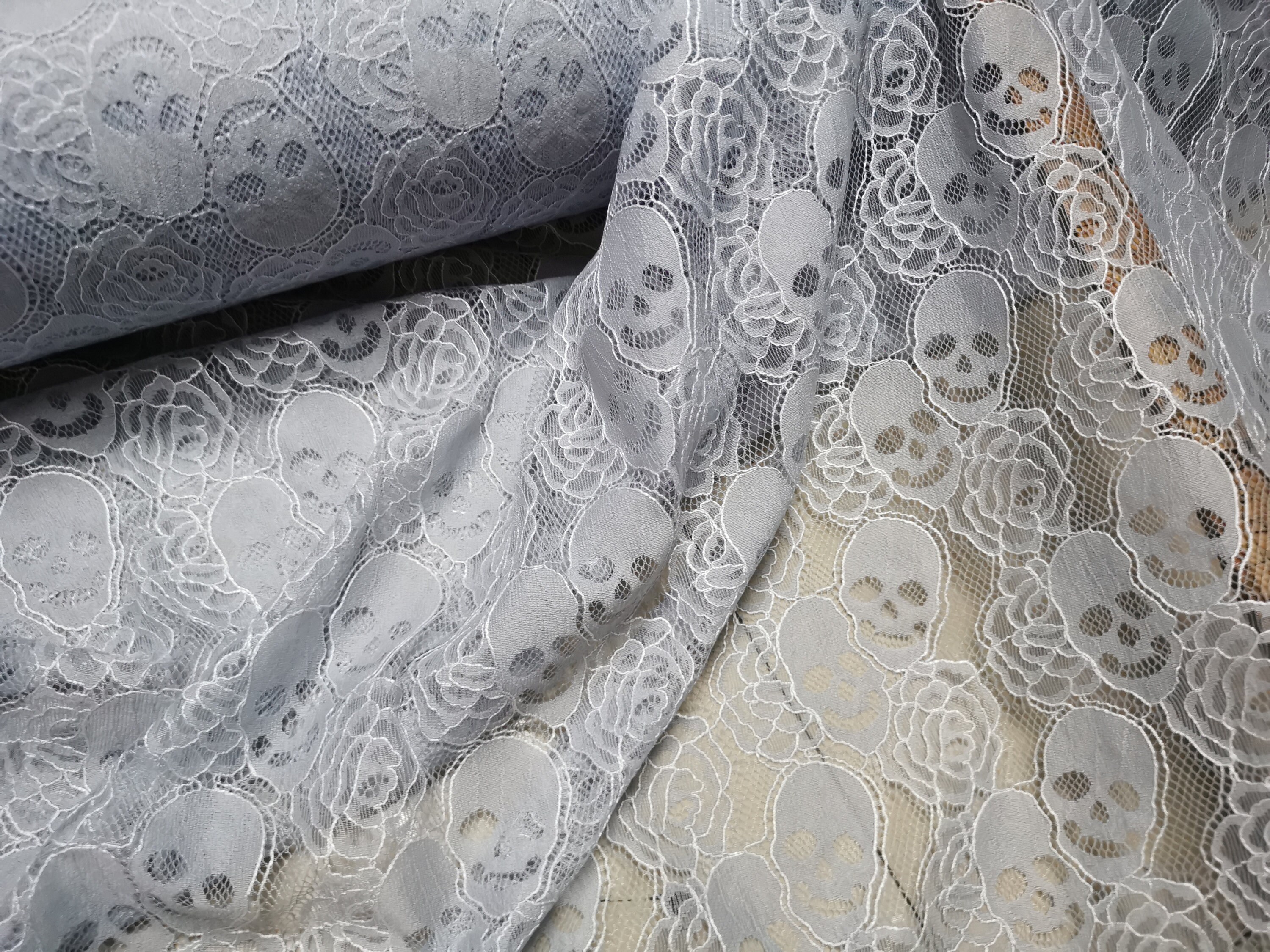 Skull and Roses Skull Lace Fabric Skulls Ideal for Halloween | Etsy
