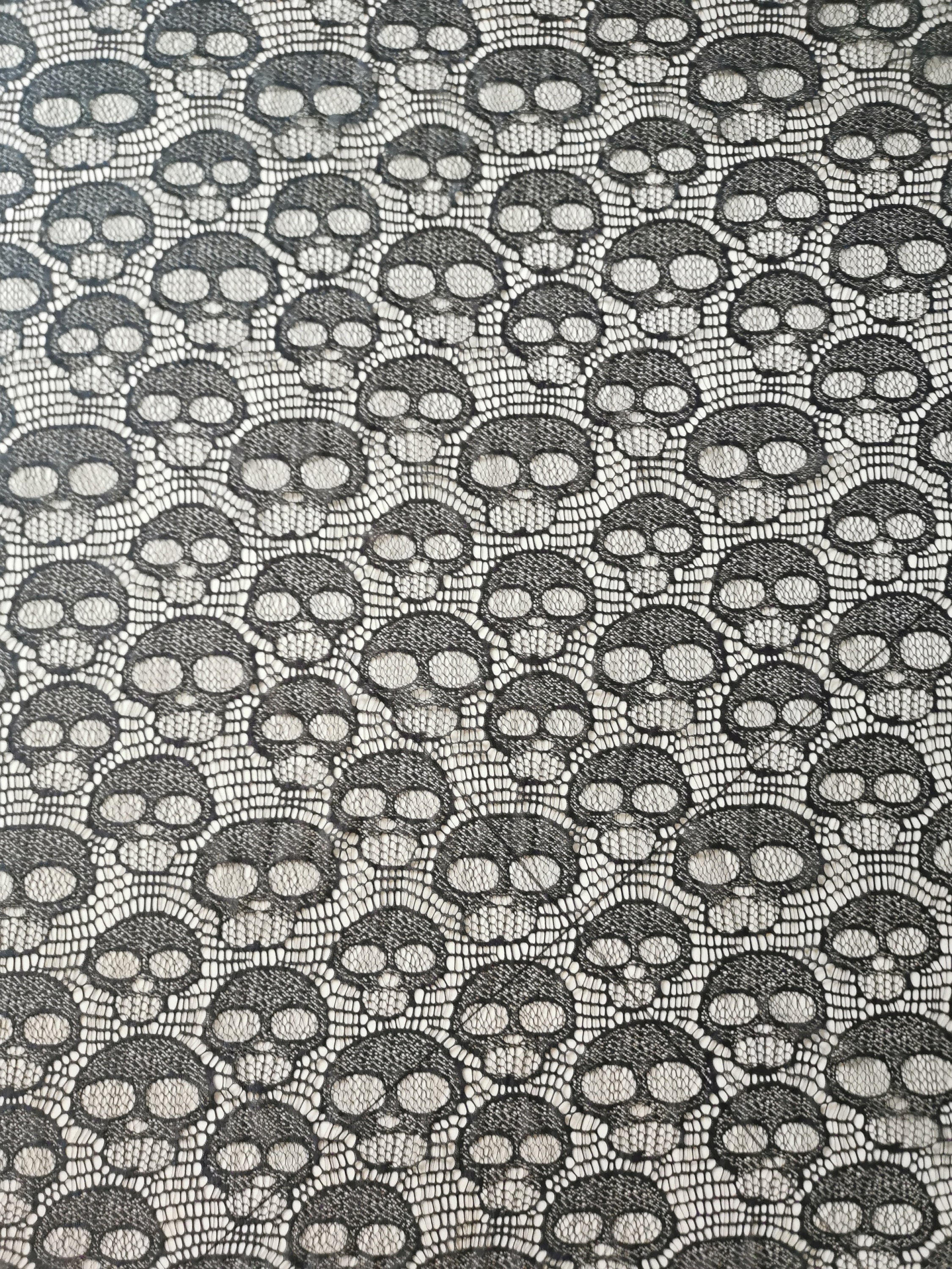 Black Skull Lace Fabric Skull Fabric Dem Bone Fabric Halloween | Etsy