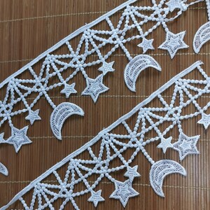 Star Pattern Lace Trim Moon and Stars Trim Moon Lace Trim Black ...