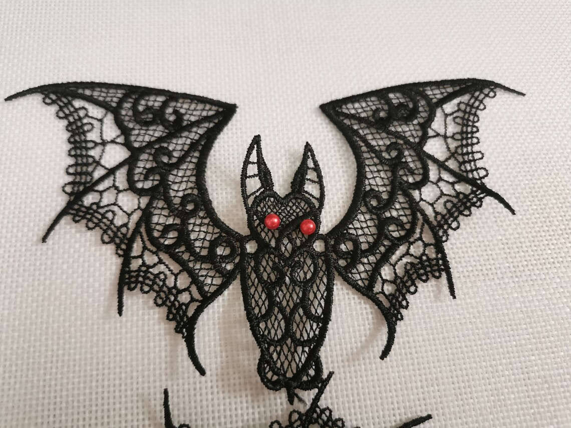 Black Lace Bat Embroidered Lace Bats Lace Bats Black Halloween - Etsy