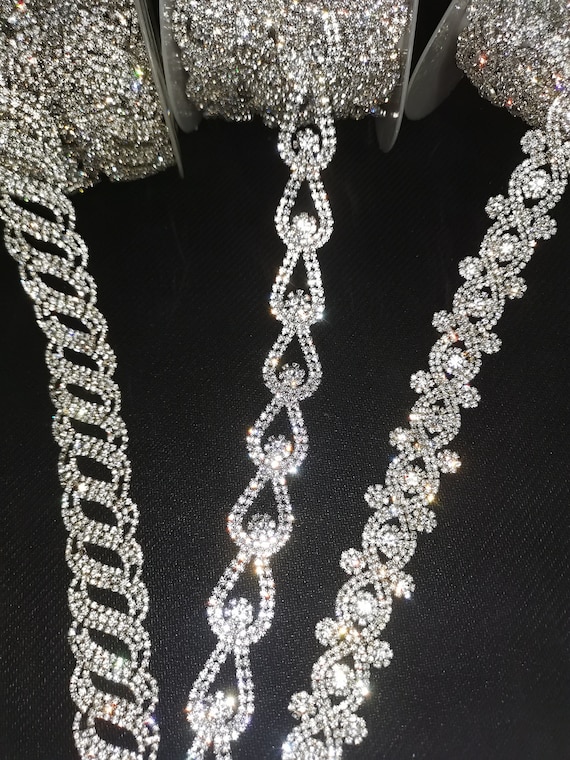 Silver Crystal Rhinestone Trim by the Yard Bridal Trim Silver - Etsy