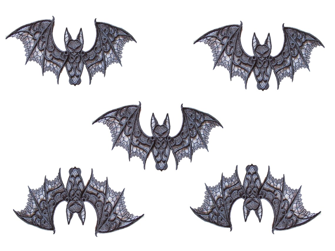 Black Lace Embroidered Bats: Halloween Gothic Decor - Etsy
